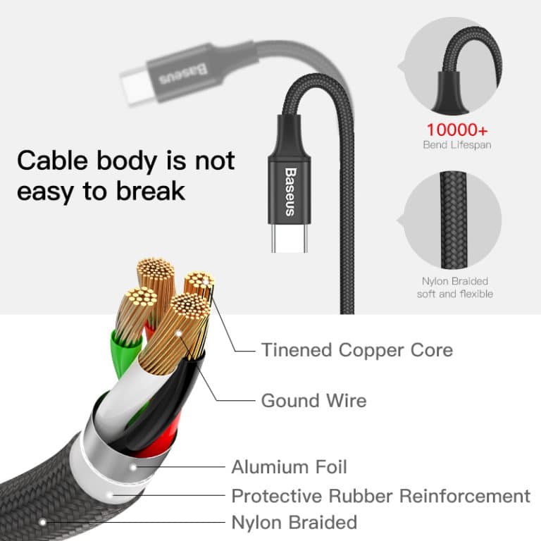 Baseus LED lighting USB Kaabel Type C - Ellab.ee